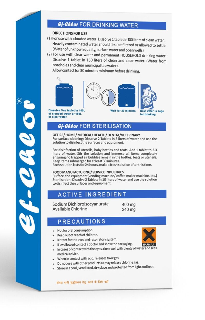 Water Purification Tablets For 100 Litres - 400mg NaDCC Tablets - Ef ...